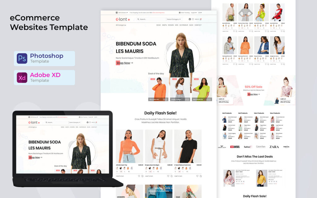 Dropshipping Ecommerce PSD & XD Template with Wireframe - MasterBundles