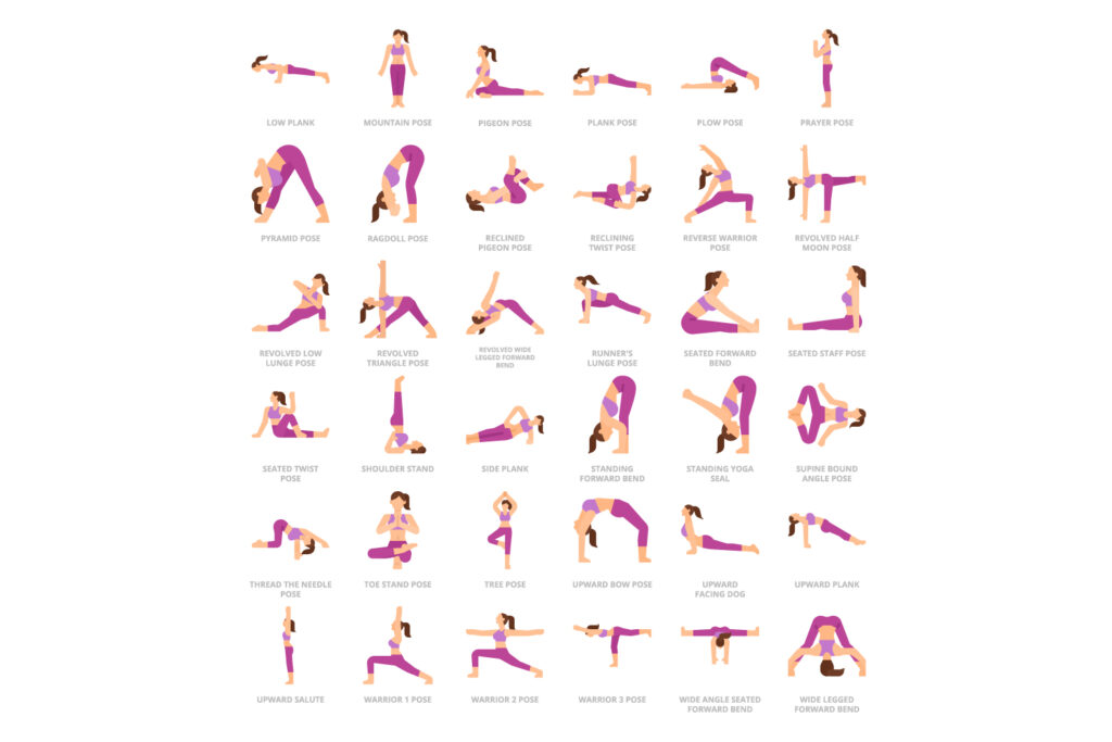 36 Yoga Post Icons Set x 4 Styles - MasterBundles