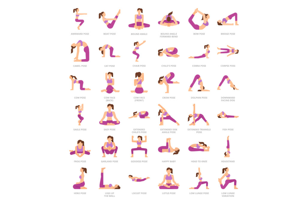 36 Yoga Post Icons Set x 4 Styles - MasterBundles