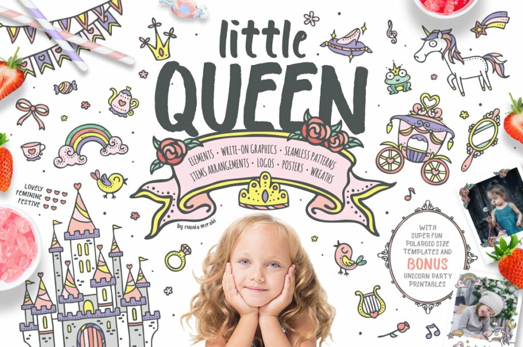 Little Queen- cute princess graphics – MasterBundles
