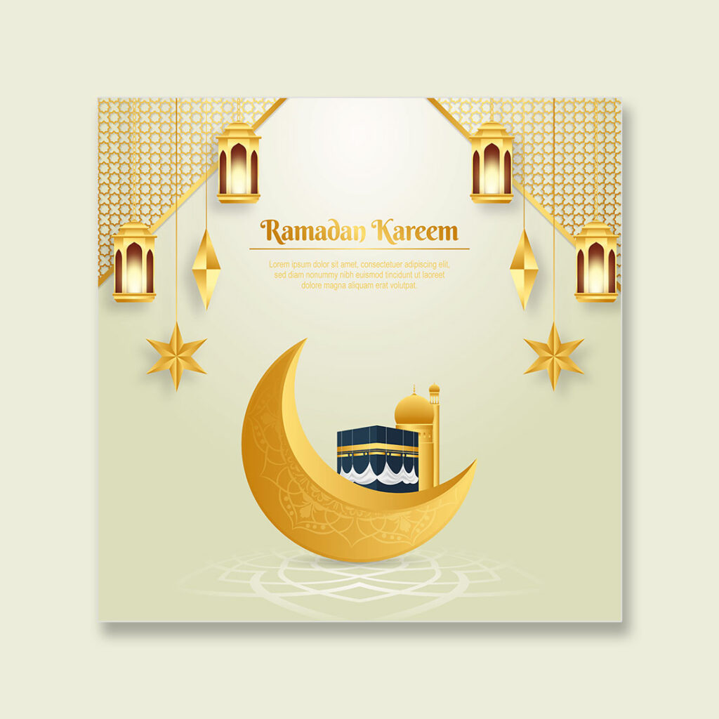 Islamic Holy Month of Ramadan Mubarak vector design with Ramadan moon ...