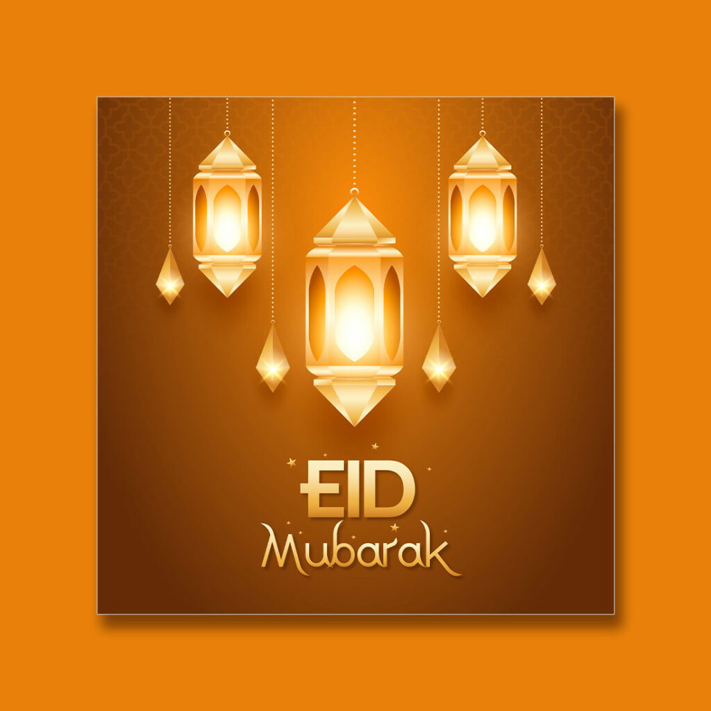 Eid Greetings Social Media Post Design with Islamic background and Lamp ...