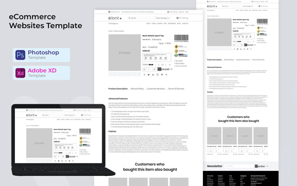 Dropshipping Ecommerce PSD & XD Template with Wireframe - MasterBundles