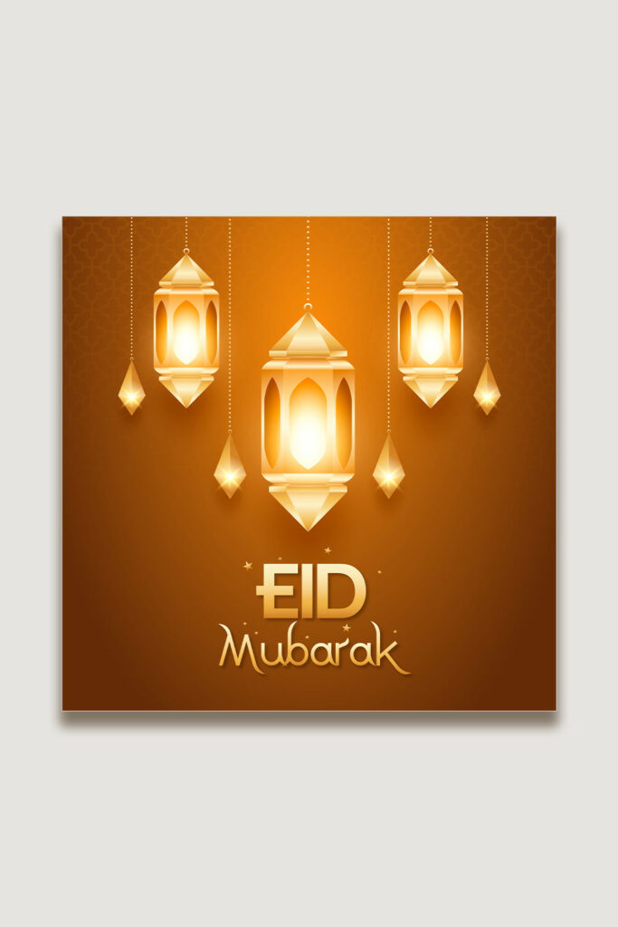 Eid Greetings Social Media Post Design with Islamic background and Lamp ...