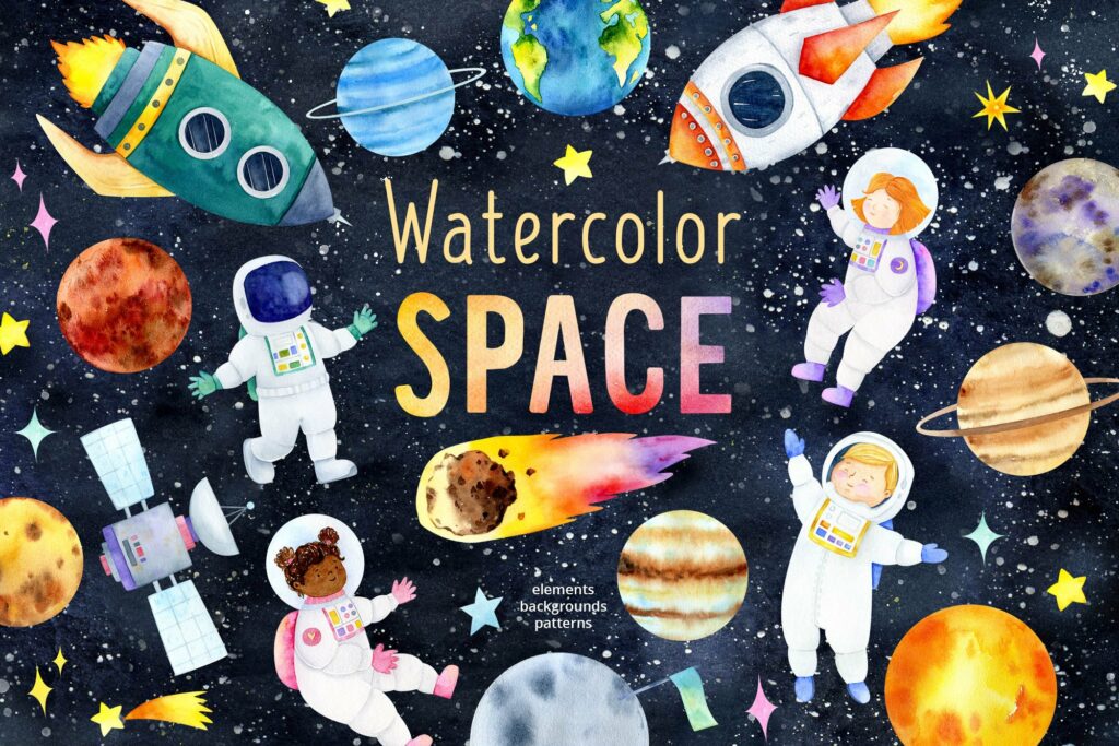Outer Space clipart Solar System set – MasterBundles