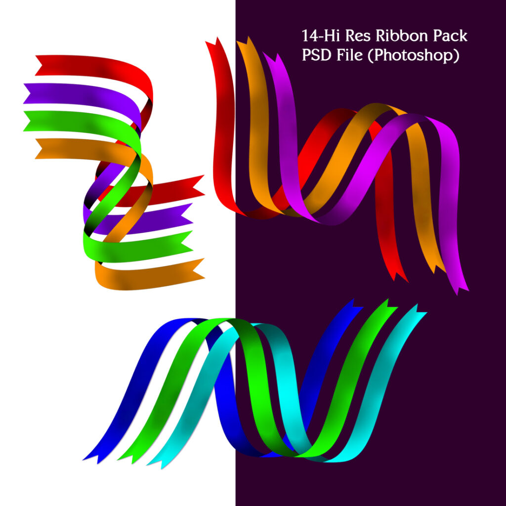 14 High-Res Ribbon PSD - MasterBundles