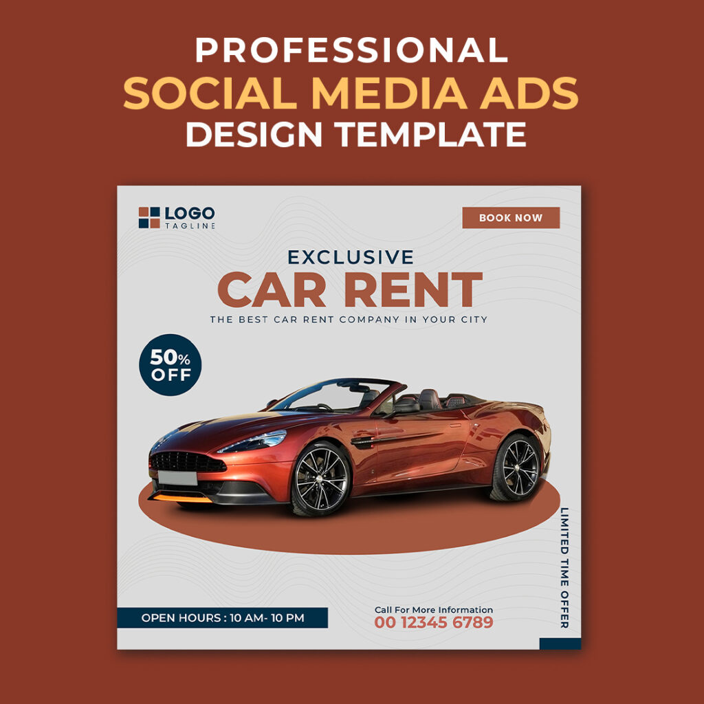 Professional & Creative Modern Car Rent Social Media Ads Banner Design ...