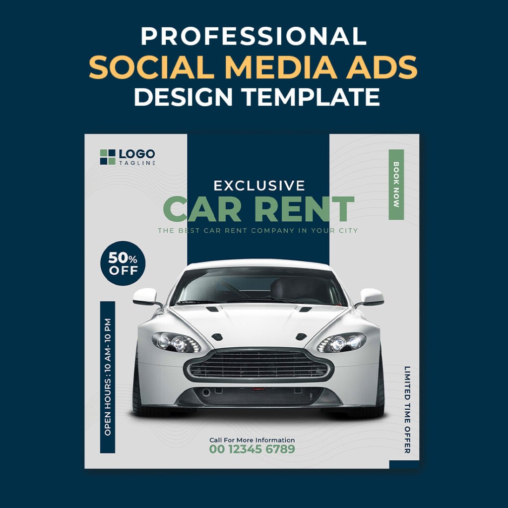 Professional & Creative Modern Car Rent Social Media Ads Banner Design ...