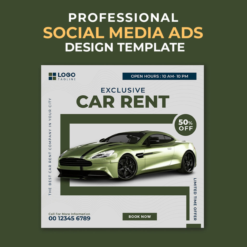 Professional & Creative Modern Car Rent Social Media Ads Banner Design ...