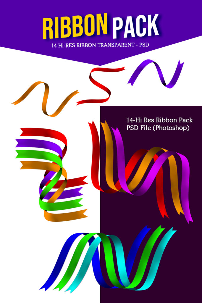 14 High-Res Ribbon PSD - MasterBundles