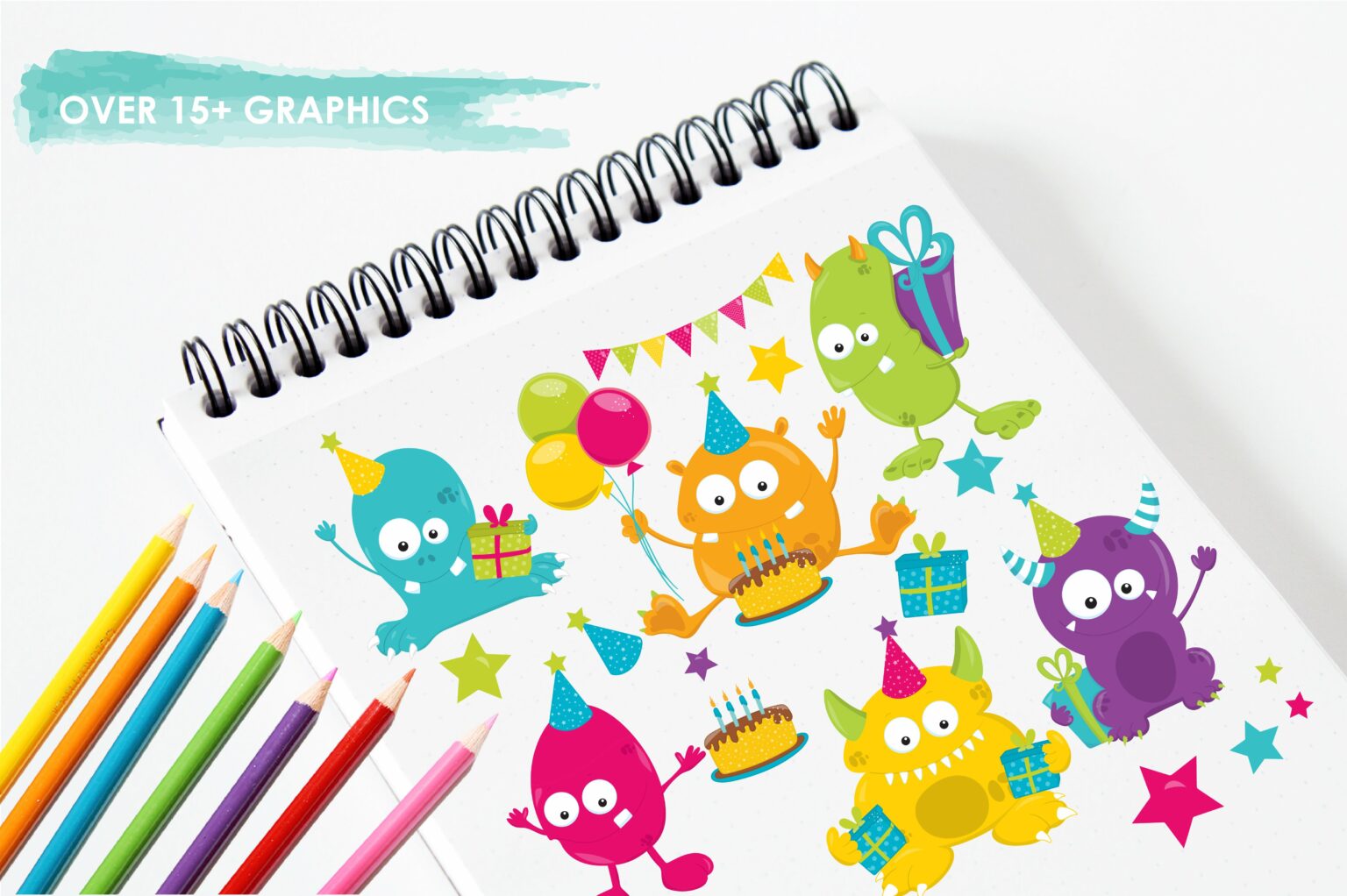 Birthday Monsters illustration pack – MasterBundles