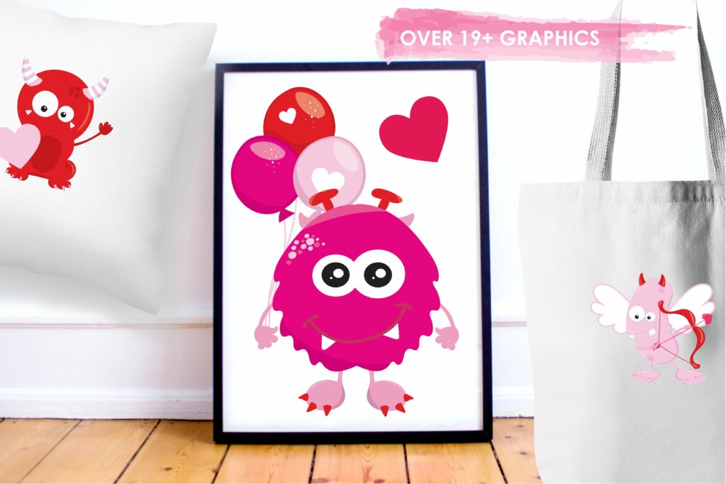 Valentine Monsters illustration pack – MasterBundles