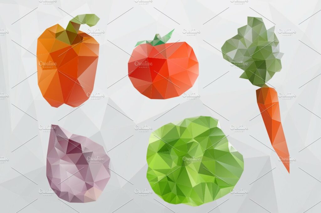 Polygonal Vector Mosaic Food – MasterBundles
