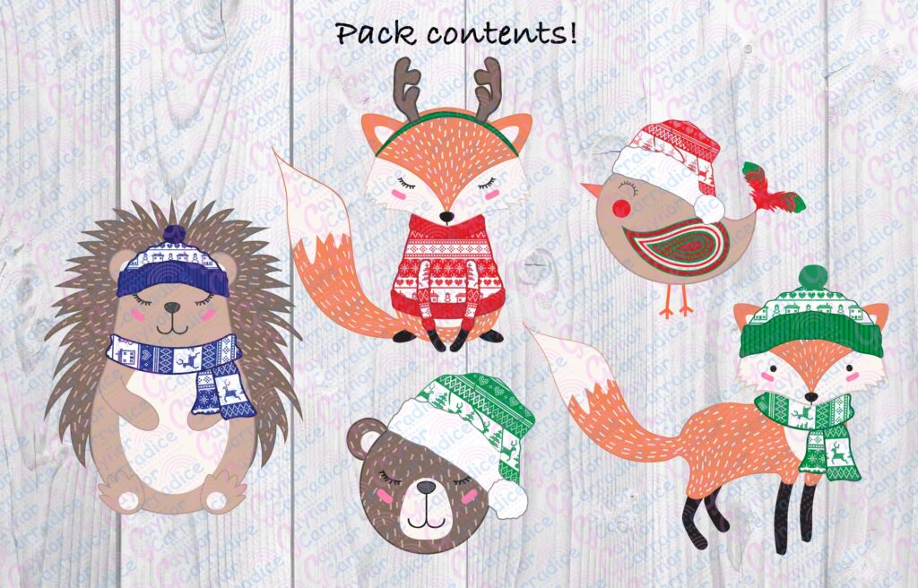 Christmas Woodland vector clipart – MasterBundles