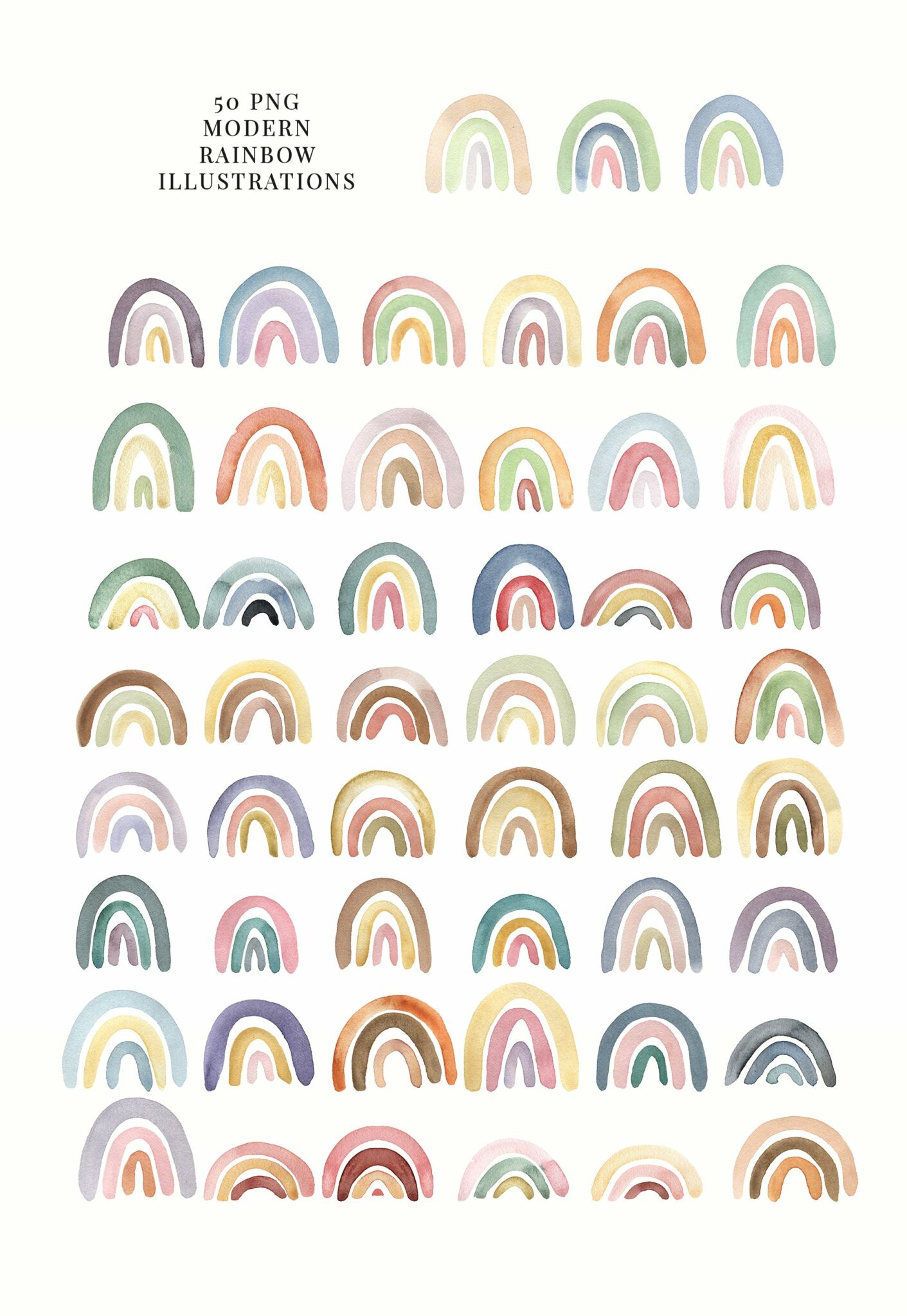 50 WATERCOLOR RAINBOWS – MasterBundles
