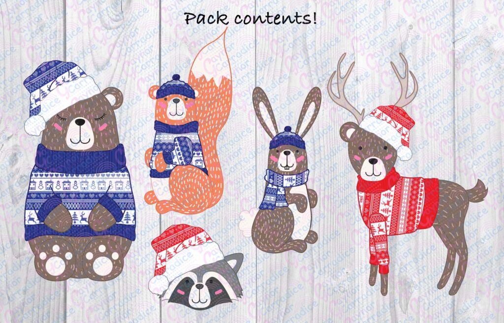 Christmas Woodland vector clipart – MasterBundles