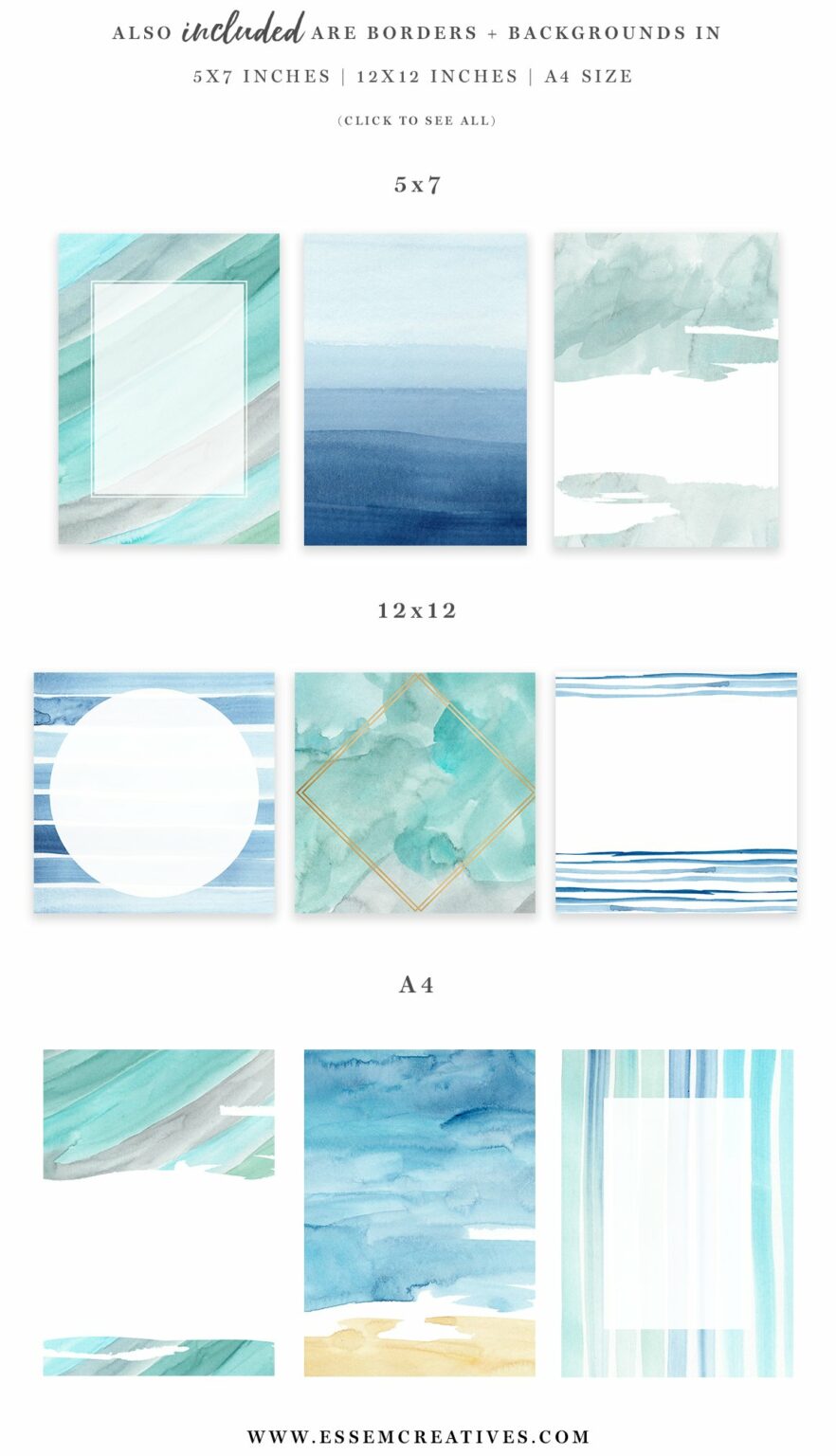 Ocean & Beach Watercolor Backgrounds – MasterBundles