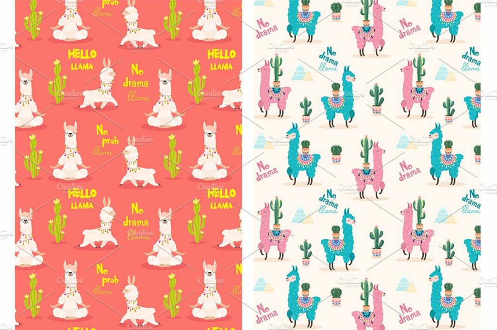 Collection of llama illustration. – MasterBundles