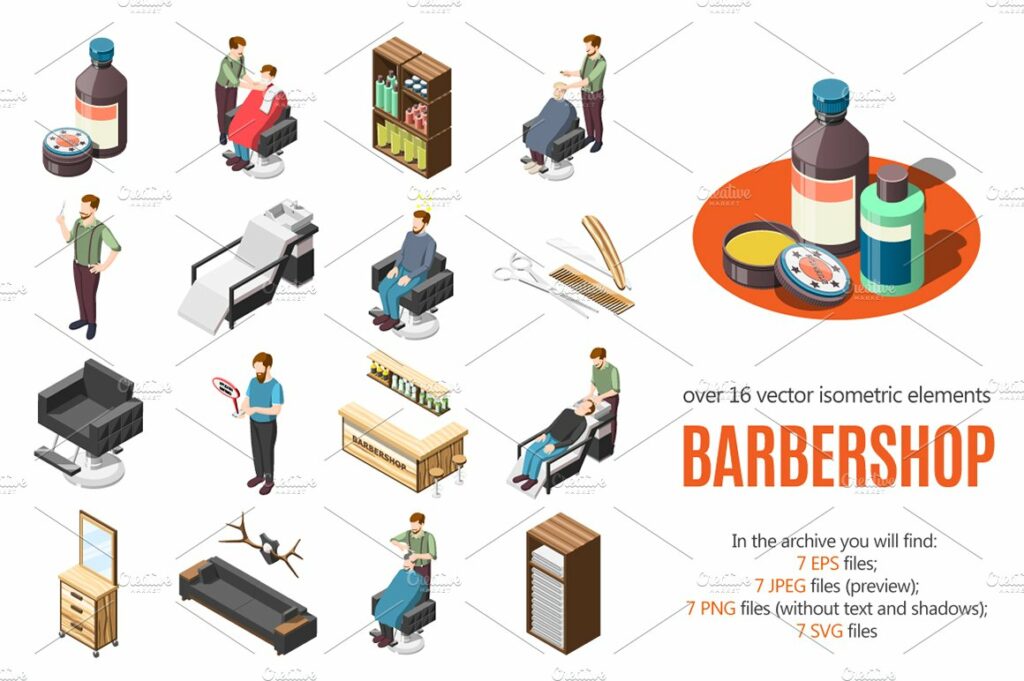 Barbershop Isometric Set – MasterBundles