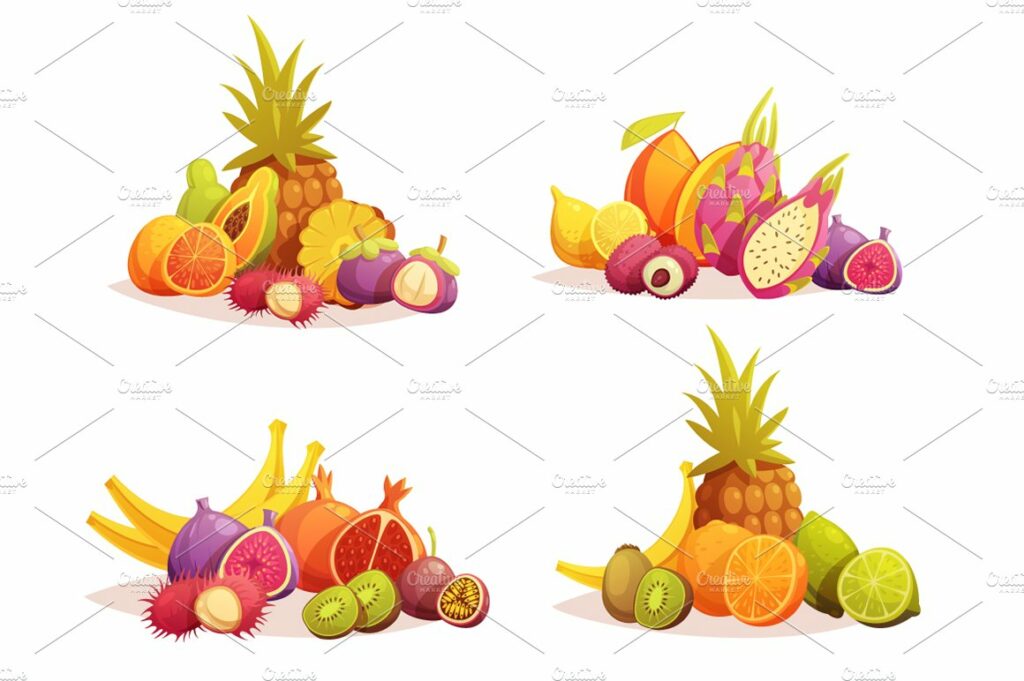 Fruits Cartoon Set – MasterBundles