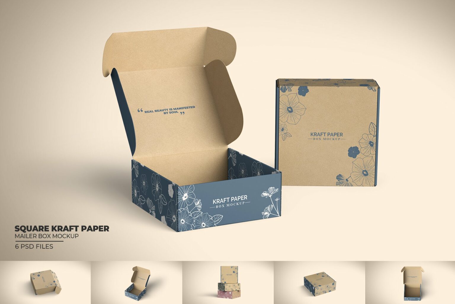 Square Kraft Paper Mailer Box Mockup – MasterBundles
