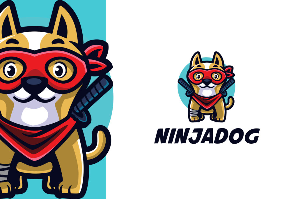 Ninja Dog Character Mascot Logo Design - MasterBundles