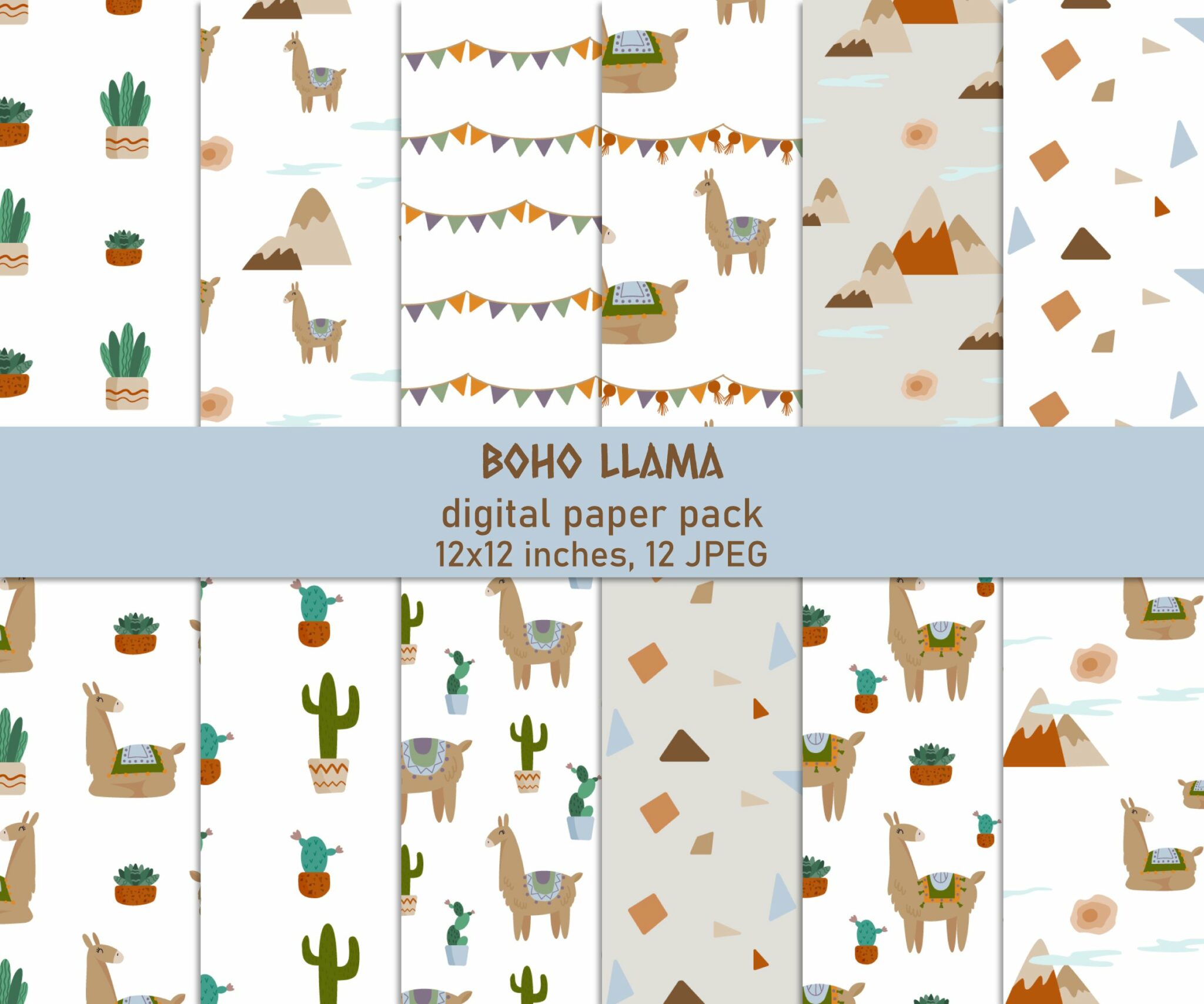 Boho llama clipart and pattern – MasterBundles