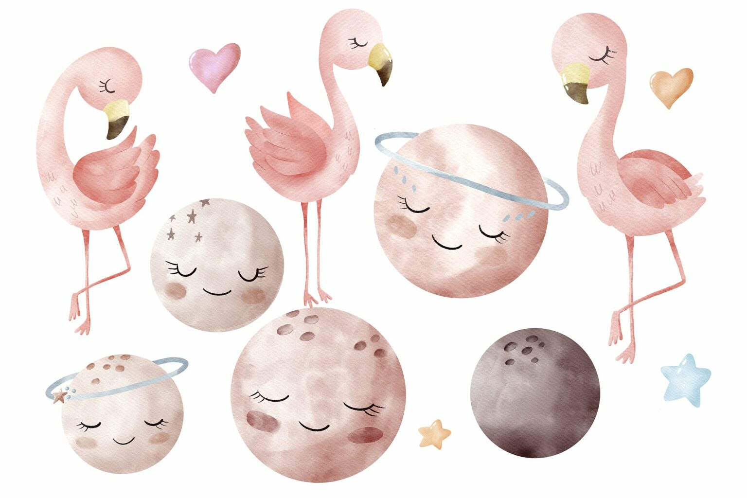 Watercolor Space flamingo clipart – MasterBundles