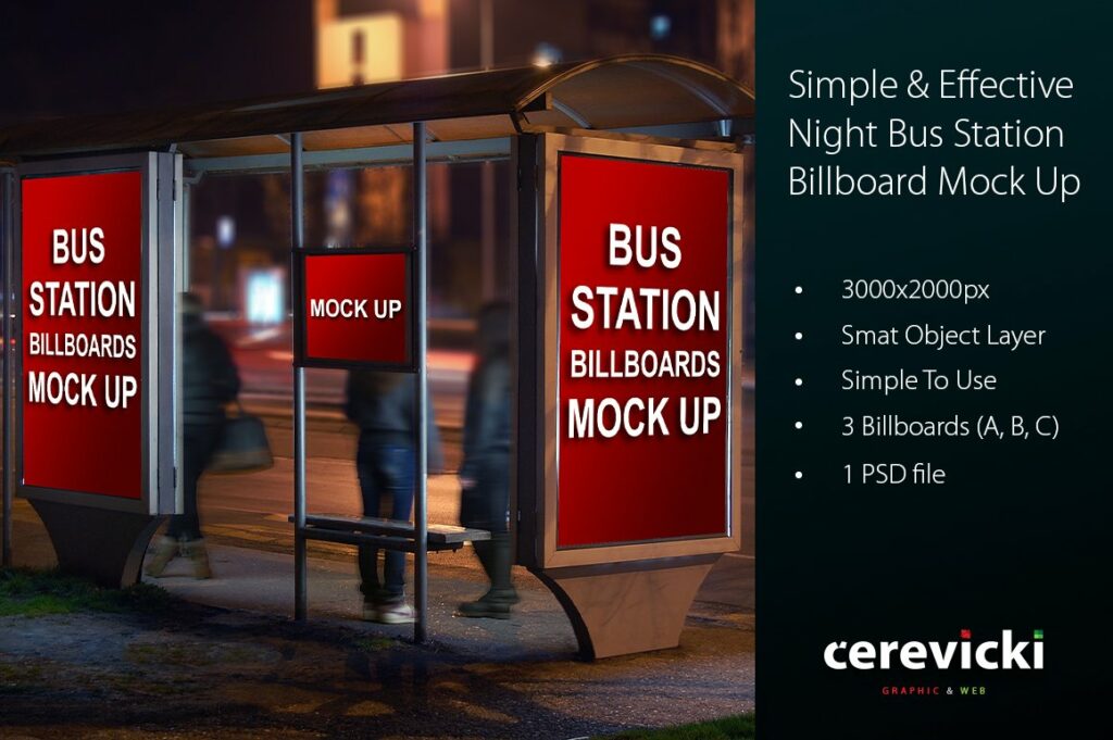 Bus Station Night Billboards Mock Up – MasterBundles