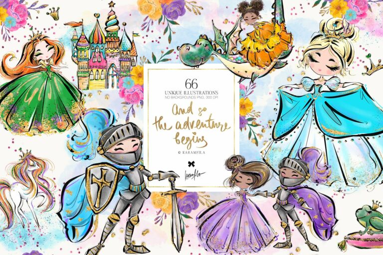 Princess Knight Dragon Clipart – MasterBundles