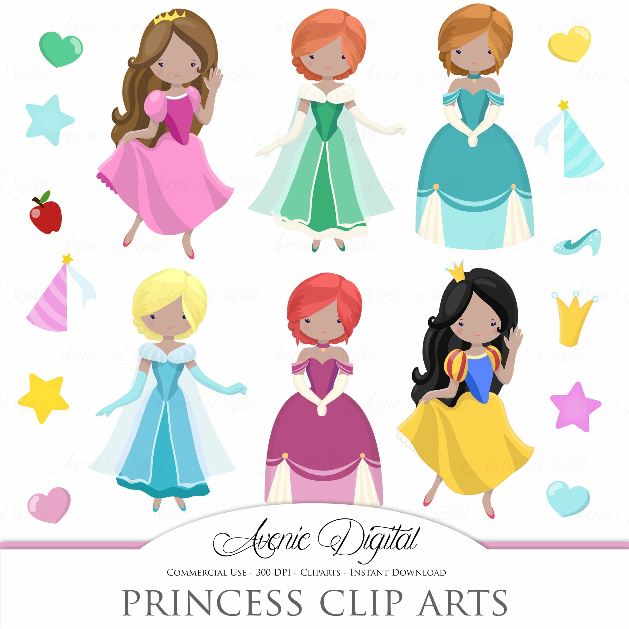 Fairytale Princess Clipart + Vectors – MasterBundles