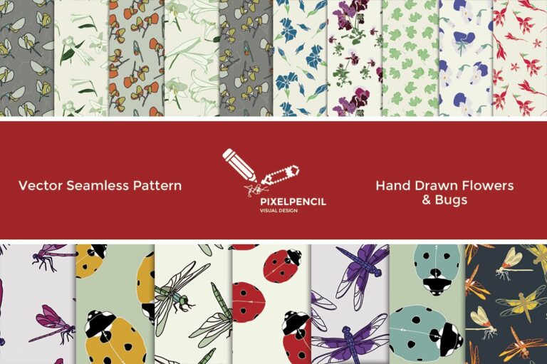 Hand drawn flowers & bugs – MasterBundles