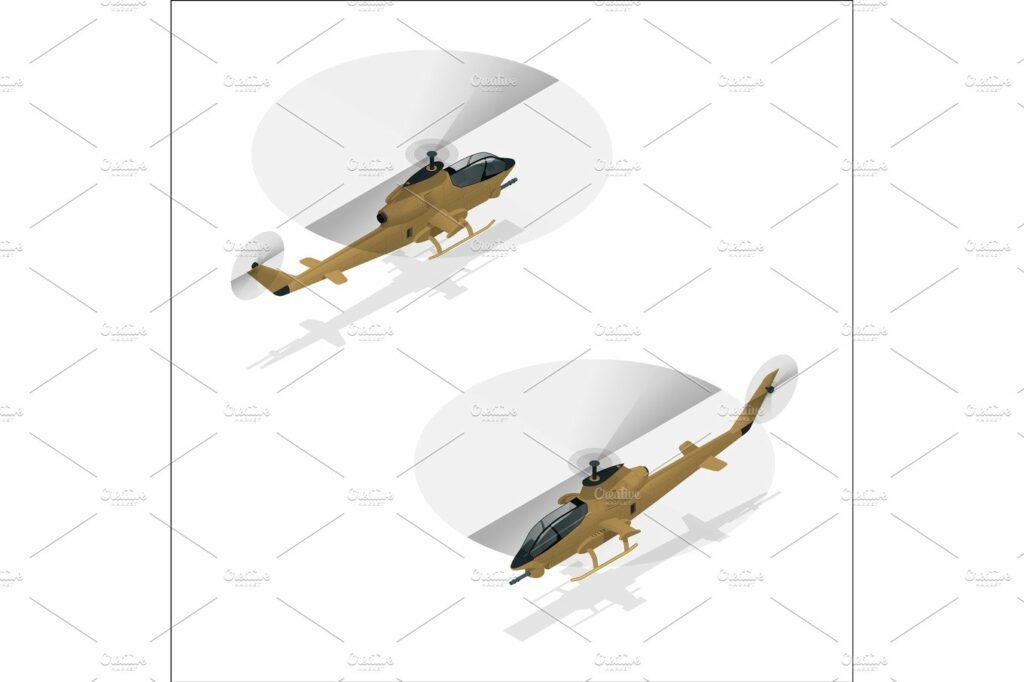 Isometric Military helicopter – MasterBundles