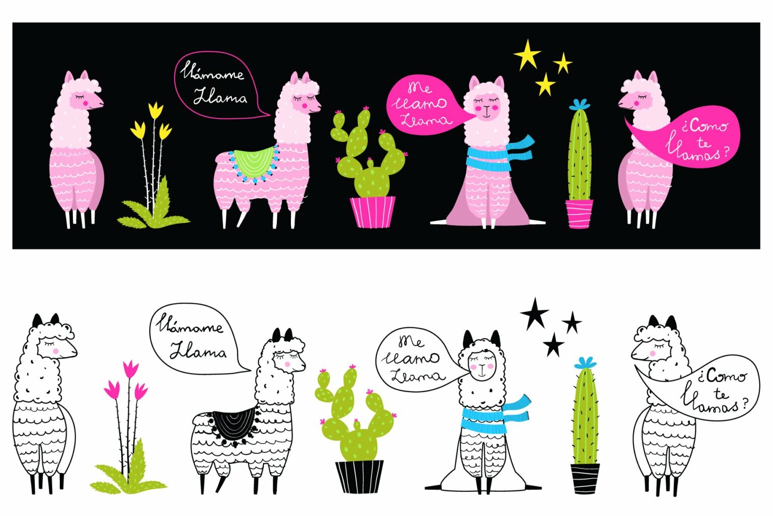 Funny llamas and cacti collection – MasterBundles