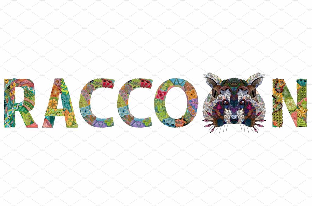 Raccoon. Zentangle stylized word – MasterBundles