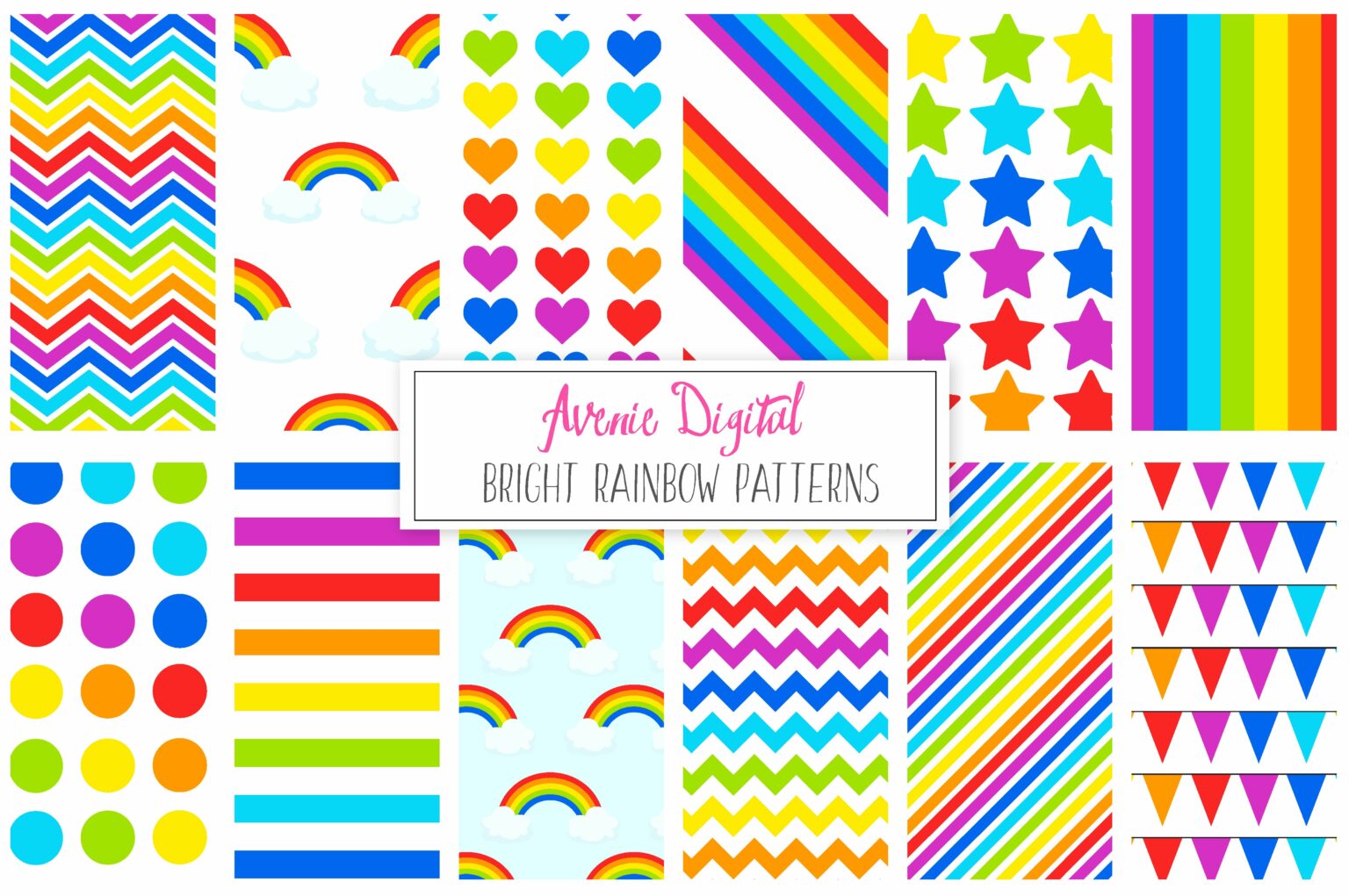 Rainbow Patterns + Digital Paper – MasterBundles