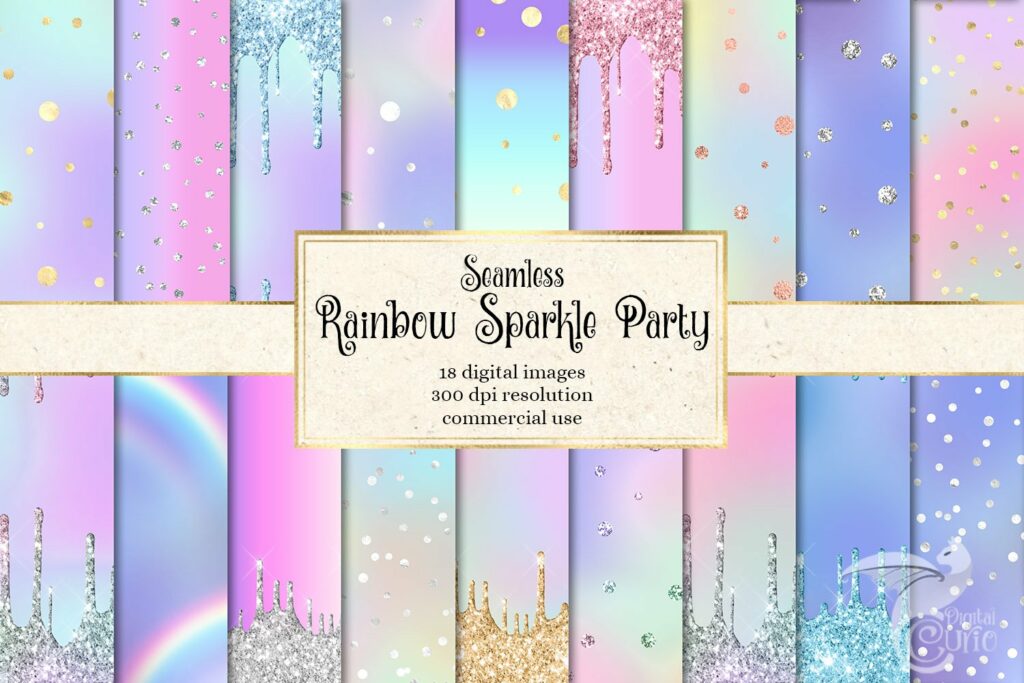 Rainbow Sparkle Party Backgrounds – MasterBundles