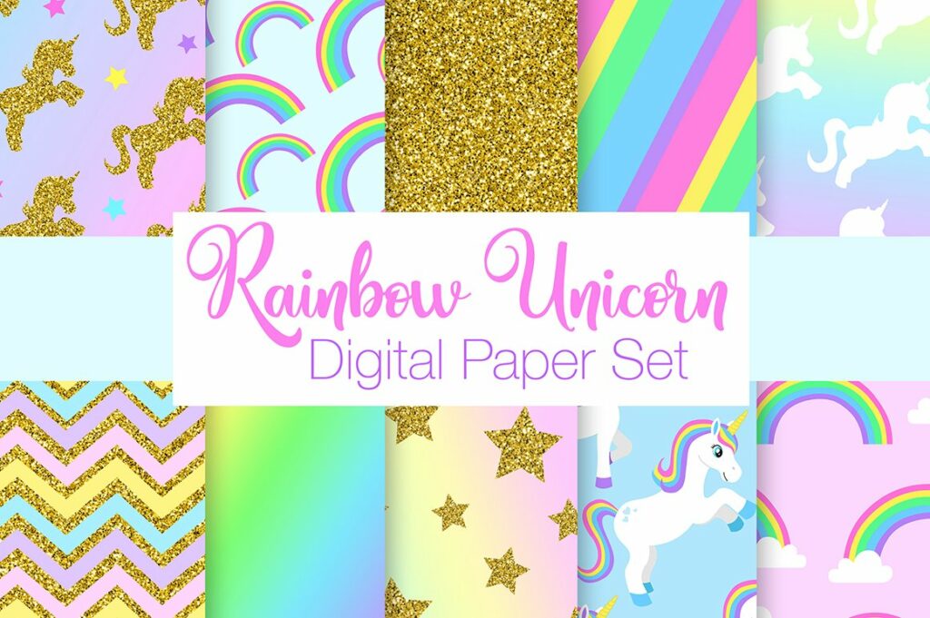 Rainbow Unicorn Digital Papers – MasterBundles