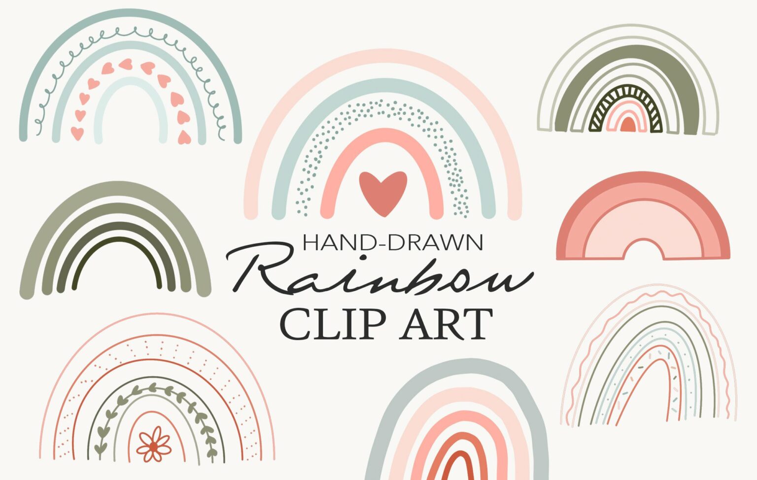 Rainbow Clip Art - Boho Rainbows – MasterBundles