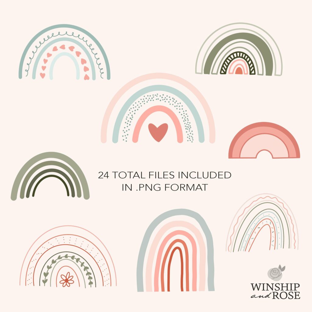 Rainbow Clip Art - Boho Rainbows – MasterBundles
