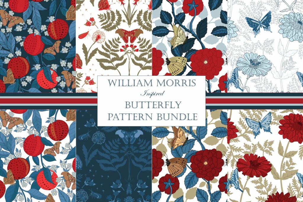 William Morris Butterfly Pattern III – MasterBundles