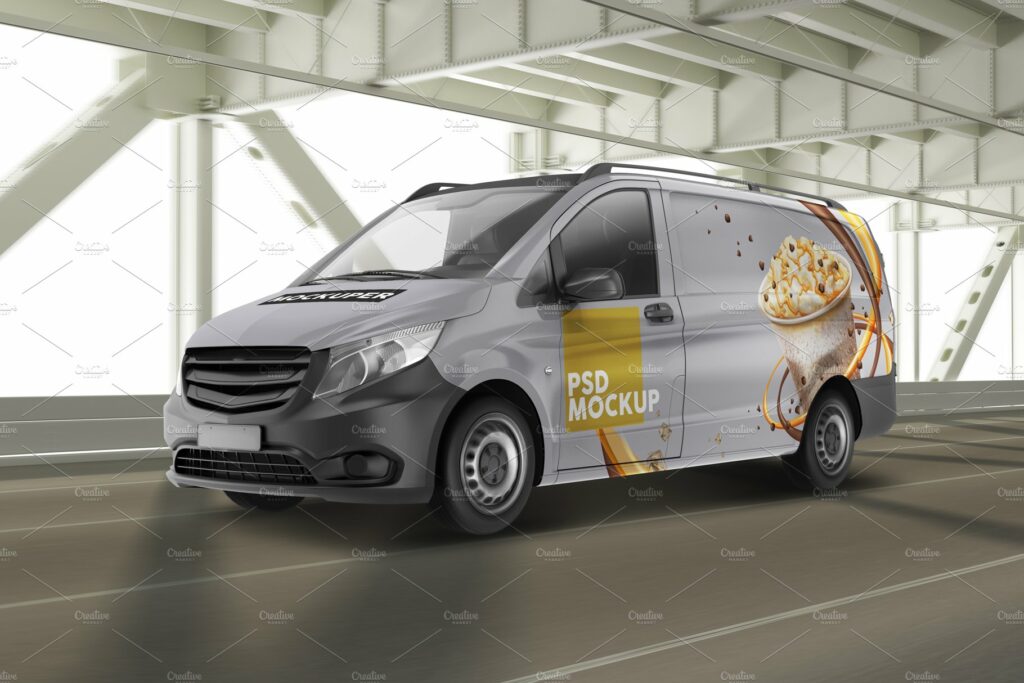 Realistic Panel Van PSD Mockup – MasterBundles