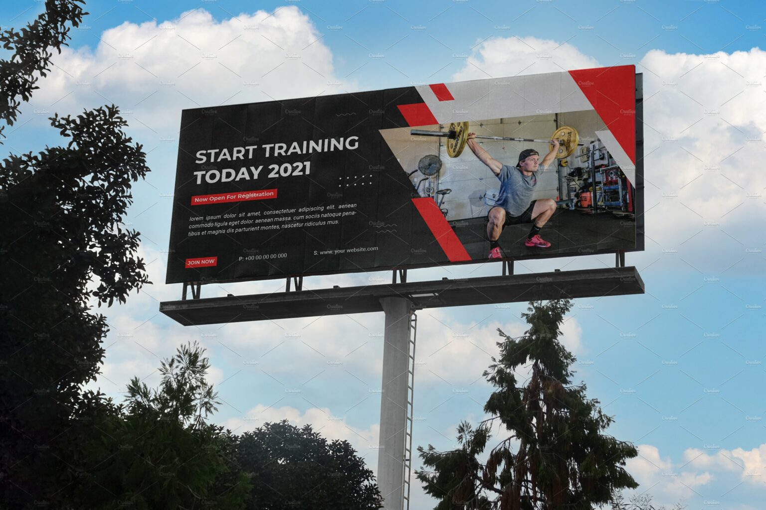 Modern Gym Fitness Billboard Design – MasterBundles