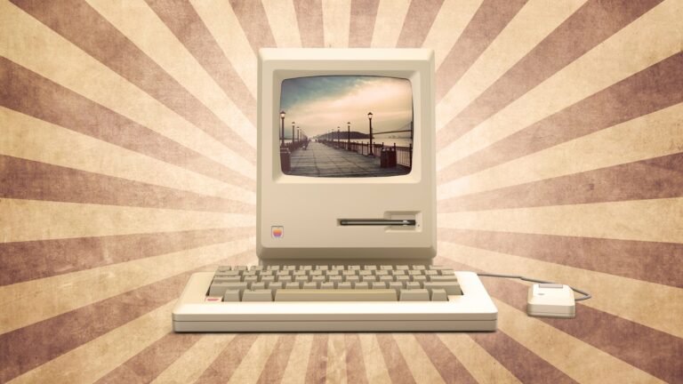 Old Vintage Computer Display Mockup – MasterBundles