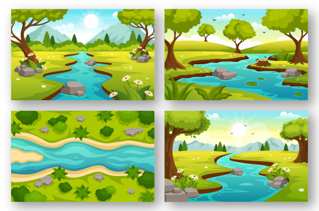 12 River Landscape Illustration - MasterBundles