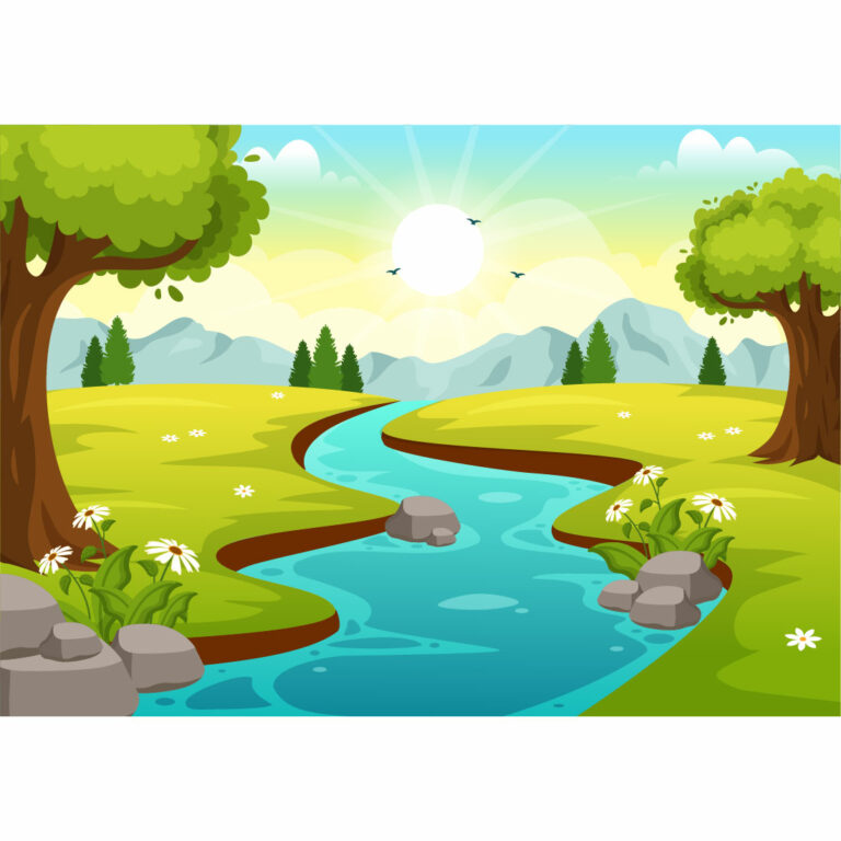 12 River Landscape Illustration - MasterBundles