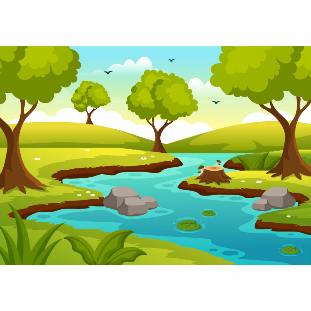 12 River Landscape Illustration - MasterBundles