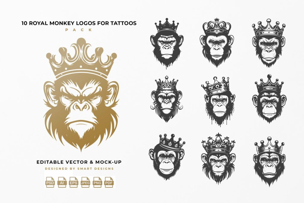 Royal Monkey Logos for Tattoos Pack – MasterBundles