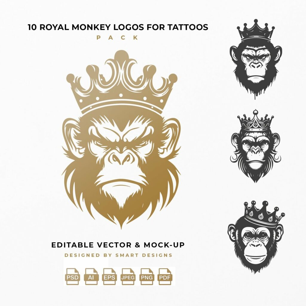 Royal Monkey Logos for Tattoos Pack – MasterBundles
