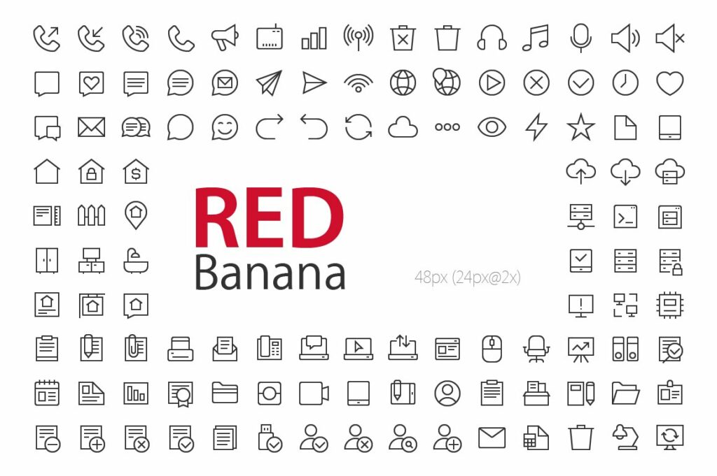 4200+ RED Banana Icons – MasterBundles